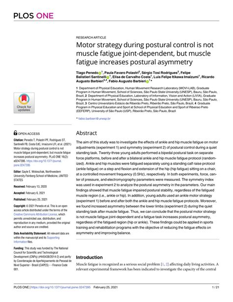 Pdf Motor Strategy During Postural Control Is Not Muscle Fatigue Joint Dependent But Muscle