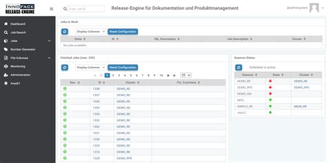 dashboard interface and menu