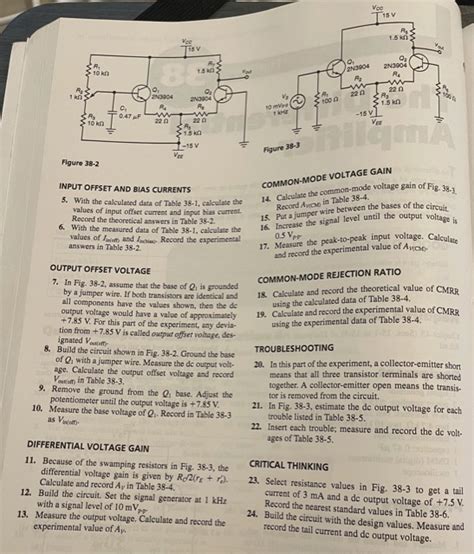 Experiment 38 The Differential Amplifier The Chegg Com