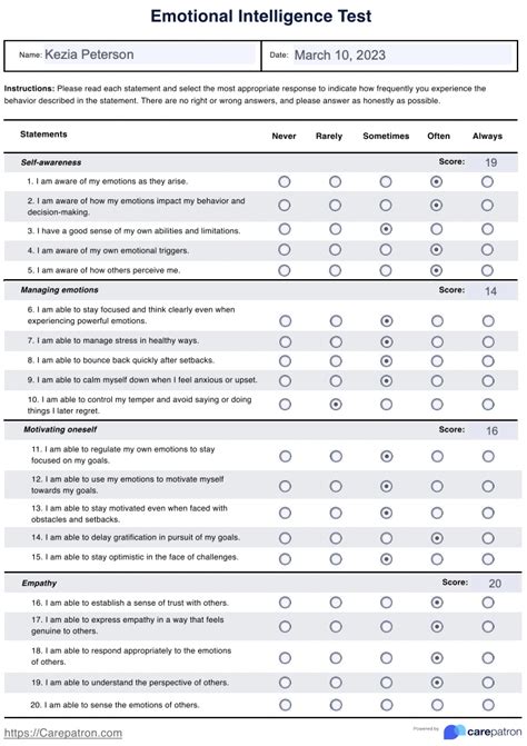 Emotional Intelligence Test Example Free Pdf Download