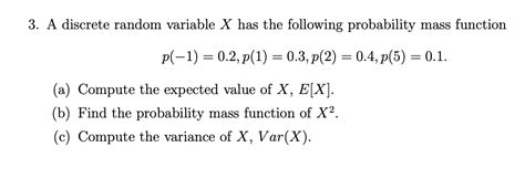 Solved A Discrete Random Variable X Has The Following Chegg