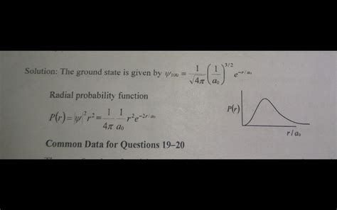 Q18 The Ground State Wavefunction For The Hydrogen Atom Is Given By E Where A