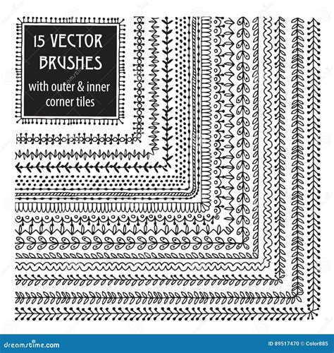 Vector Set Of Brushes With Outer And Inner Corner Tiles Stock Vector