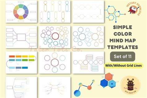 Color Mind Map Templates Simple Graphic Organizer
