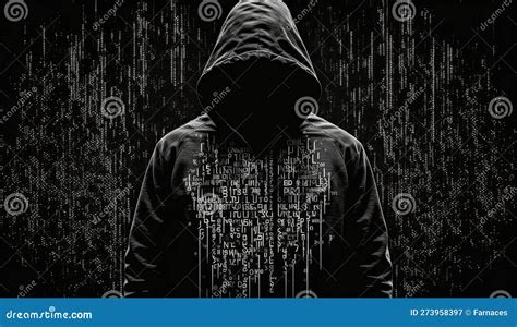 Unrecognizable Man Hacker Wearing Sweatshirt With Hood Typing On Keyboard Programming Code On A