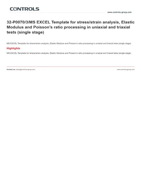 Ms Excel Template For Stress Strain Analysis Elastic Modulus And