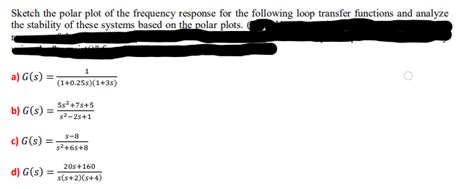 Solved Sketch The Polar Plot Of The Frequency Response For Chegg