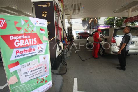 Pertalite Free Pertamina Antara Foto