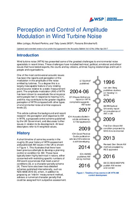 Pdf Perception And Control Of Amplitude Modulation In Wind Turbine Noise Updated And