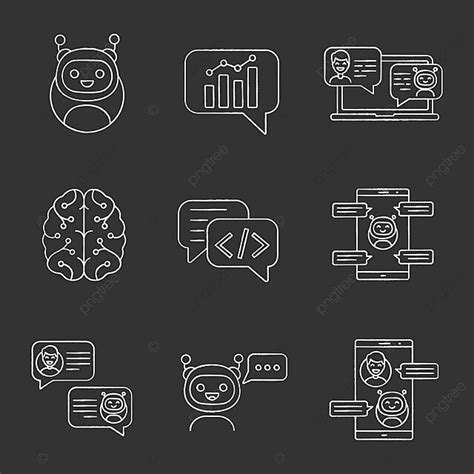 Chatbots Chalk Icons Set Smart Ai Sketch Vector Smart Ai Sketch PNG And Vector With