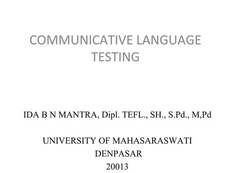 Communicative Language Testing Ppt