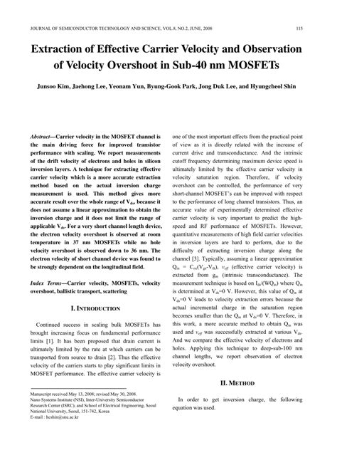 Pdf Extraction Of Effective Carrier Velocity And Observation Of