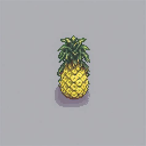 Pixel Art Of A Juicy Pineapple On A Classic Gray Background Premium