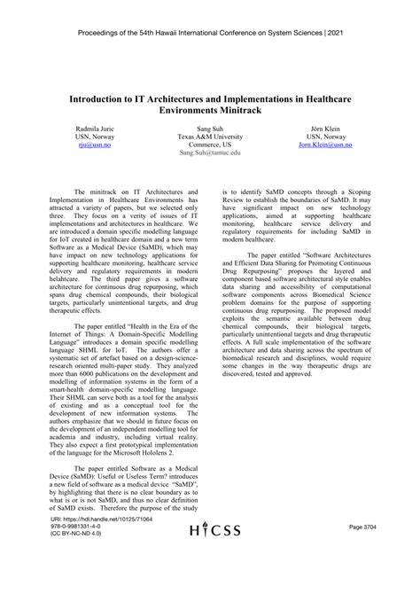 Pdf Introduction To The Minitrack On It Architectures And Implementations In Healthcare