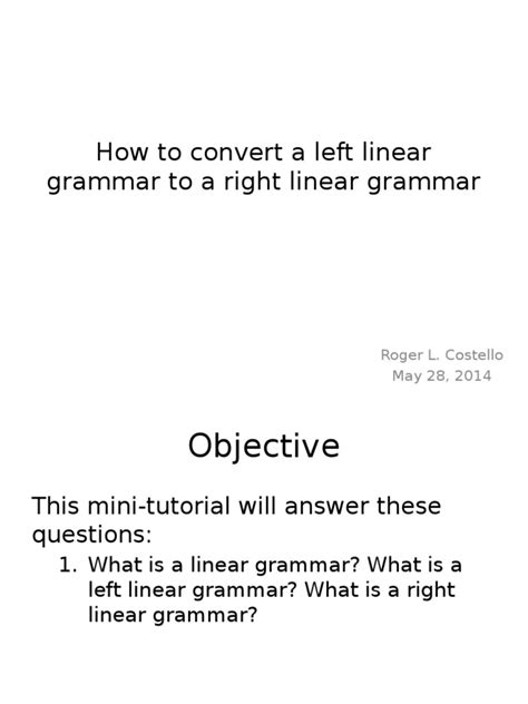 how to convert a left linear grammar to a right linear grammar pdf
