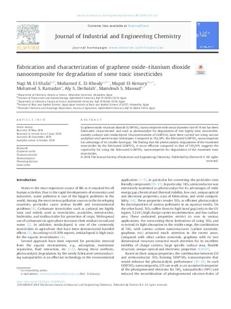 Pdf Fabrication And Characterization Of Graphene Oxide Titanium Dioxide Nanocomposite For