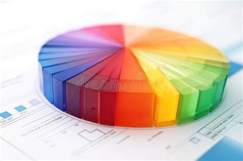 Analyzing Colorful Pie Chart Data On Business Report Paper Stock Image