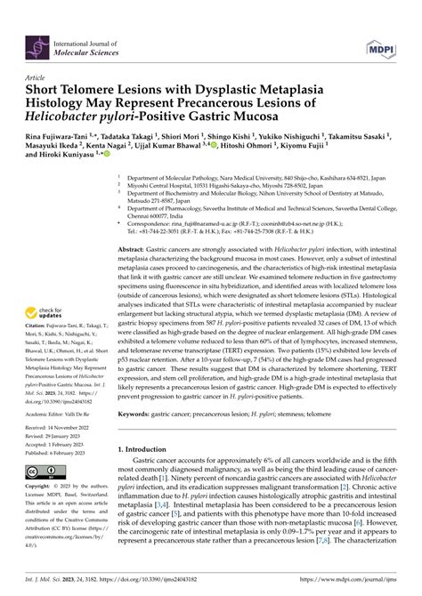 Pdf Short Telomere Lesions With Dysplastic Metaplasia Histology May