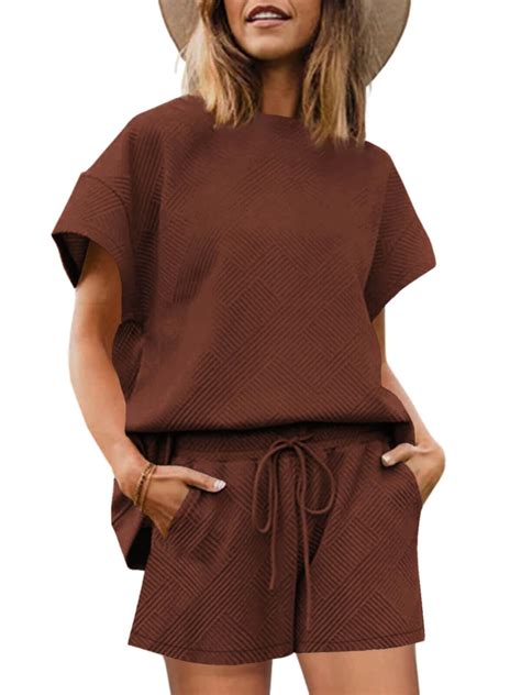 Tankaneo Womens Loungewear Set Short Sleeve Tops And Shorts 2 Piece