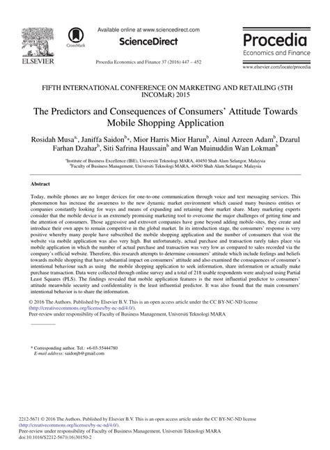 Pdf The Predictors And Consequences Of Consumers Attitude Towards Mobile Shopping Application