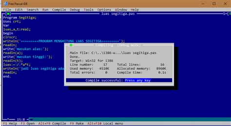 cara membuat program menghitung luas segitiga dengan free pascal