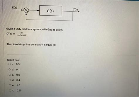 solved r s g s c s given a unity feedback system