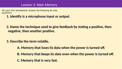 Computer Systems lesson 3 - Main Memory and Operating Systems | Teaching Resources