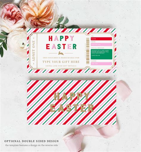 Stripe Multi Gold Printable Easter Custom T Voucher Template
