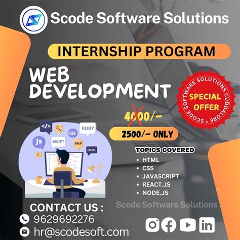 Scode Software Solutions On Linkedin Webdevelopmentinternship