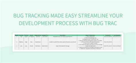 Effortlessly Improve Your Development Workflow With Bug Tracking Software Excel Template Free