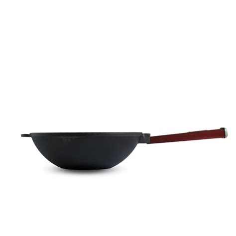 Сковорода чавунна з дерев`яною ручкою Бордо та скляною кришкою WOK 2,2 ...