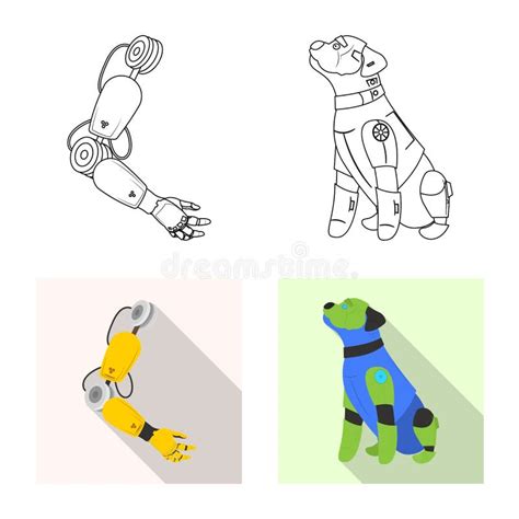 Isolated Object Of Robot And Factory Logo Collection Of Robot And Space Stock Vector