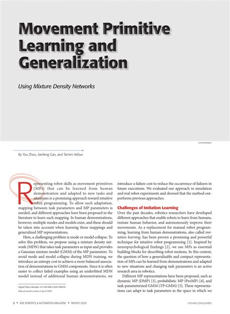 pdf movement primitive learning and generalization using mixture