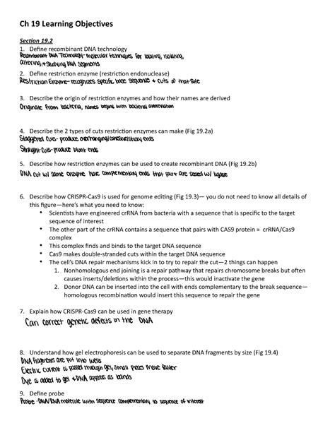 Ch 19 Learning Objectives Ch 19 Learning Objec1ves Sec On 19 Define Recombinant DNA