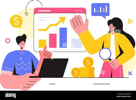 Market Research And Analysis Vector Illustration With Team Management And Analytics For Creating