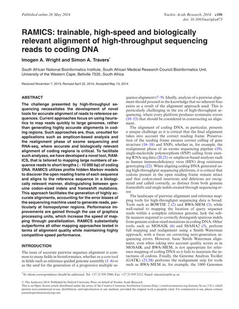 pdf ramics trainable high speed and biologically relevant alignment
