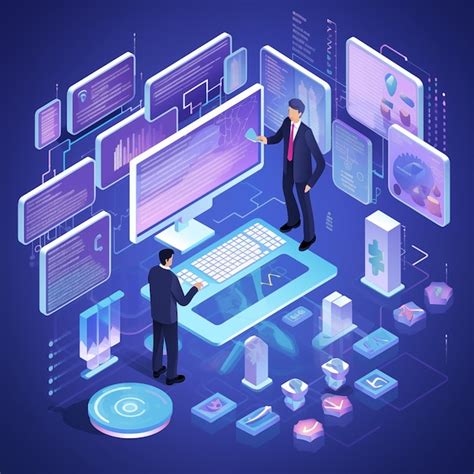 Premium Photo Isometric Of Big Data Analysis Concept Illustration By