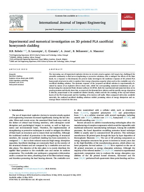 Pdf Experimental And Numerical Investigation On 3d Printed Pla