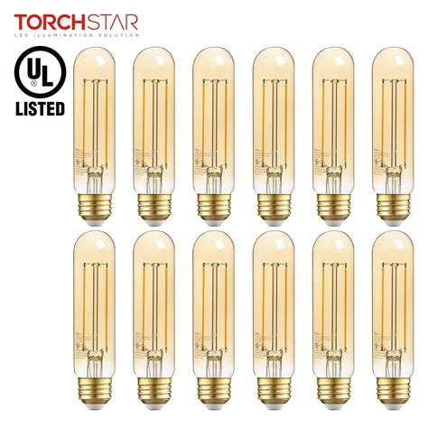 Torchstar Pack Dimmable Vintage Edison Bulbs Ul Listed T Led Bulb Filament Light Bulb