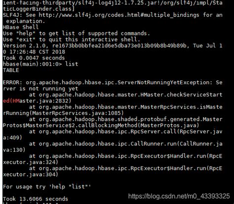 hbase报错 error org apache hadoop hbase ipc servernotrunningyetexception