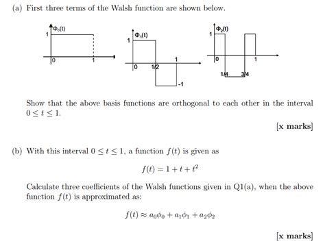 solved a first three terms of the walsh function are shown