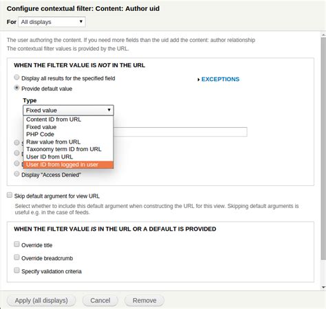 7 views filter if value of a field equals logged in user display