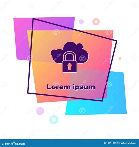 Purple Cloud Computing Lock Icon Isolated On White Background Security
