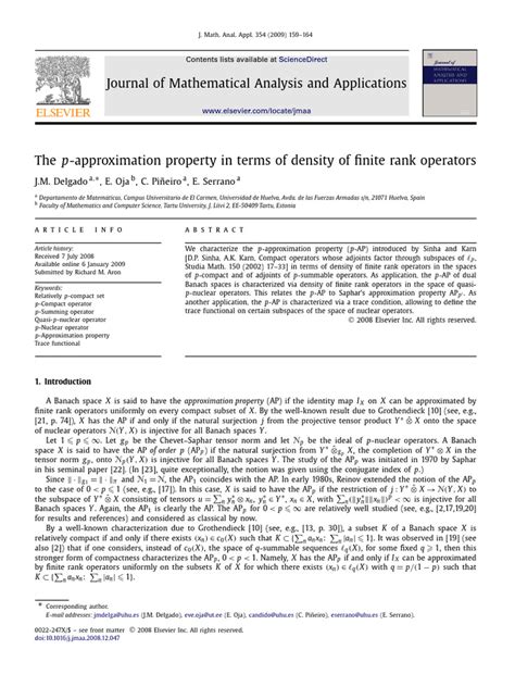 The P Approximation Property Pdf Banach Space Topology