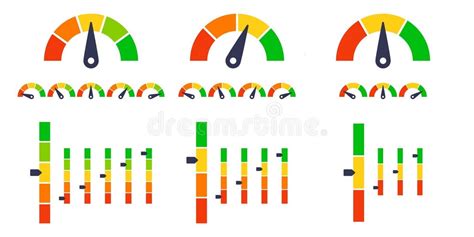 Gauge Levels Diagram Shows Meter Dials And Bar Indicators Representing Stock Illustration