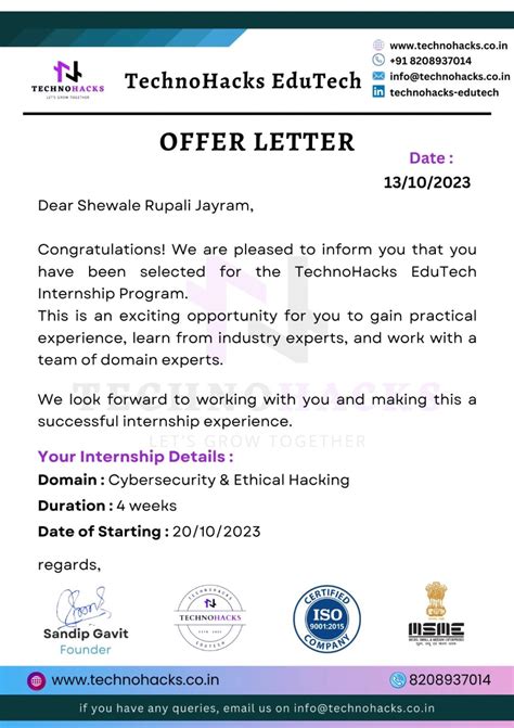 Rupali Shewale On Linkedin Internship Cybersecurity