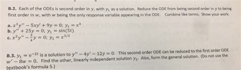 solved b 2 each of the odes is second order in y with y1