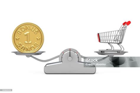 골든 로열티 프로그램 보너스 동전 빈 쇼핑 카트 간단한 가중치 척도에 균형 3d 렌더링 통화에 대한 스톡 사진 및 기타 이미지 통화 개념 경제 Istock