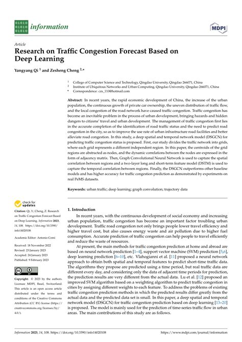 Pdf Research On Traffic Congestion Forecast Based On Deep Learning