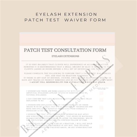 Eyelash Patch Test Consent Form Etsy Uk